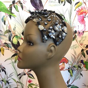 Vintage 1940s/50s Coquette Cocktail Hat Dark Silver Grey Velvet With ...