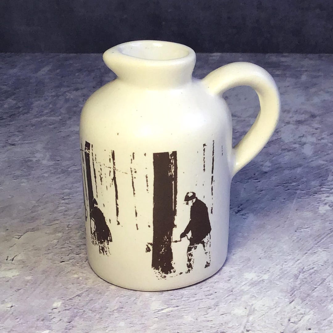 Vintage Stoneware Maple Syrup Jug - Cream With Brown Graphic Design - Etsy