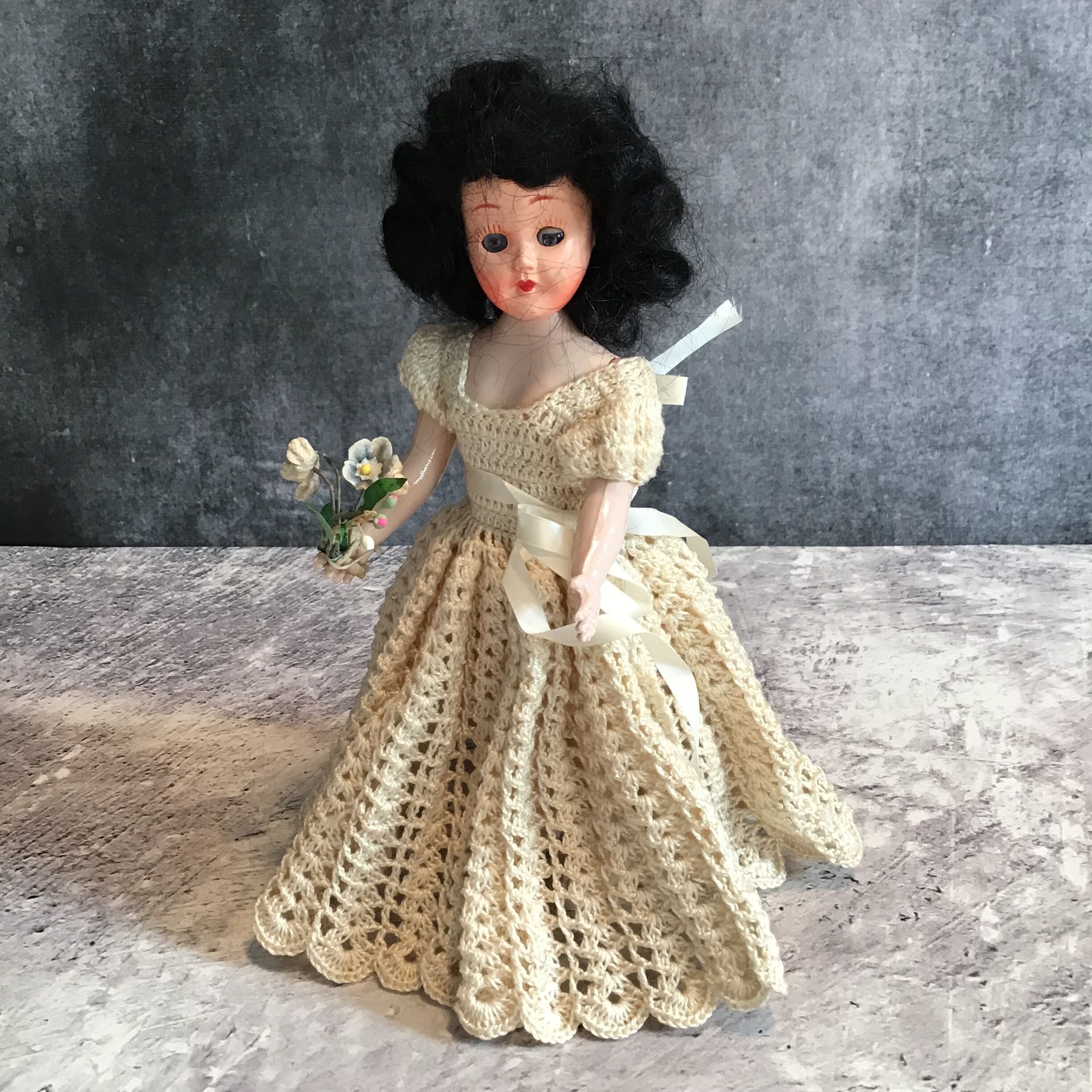 Rare Vintage Lingerie Lou Doll With Cream Crochet Dress 7.5 - Etsy