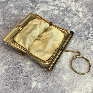 Beautiful Little Antique Gold Chainmail Mesh Coin Purse With Black ...