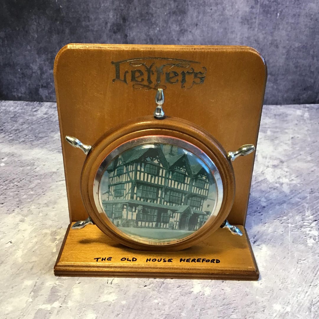Vintage Mid Century Avon Brand Wooden Ship's Wheel Souvenir Letter Rack ...