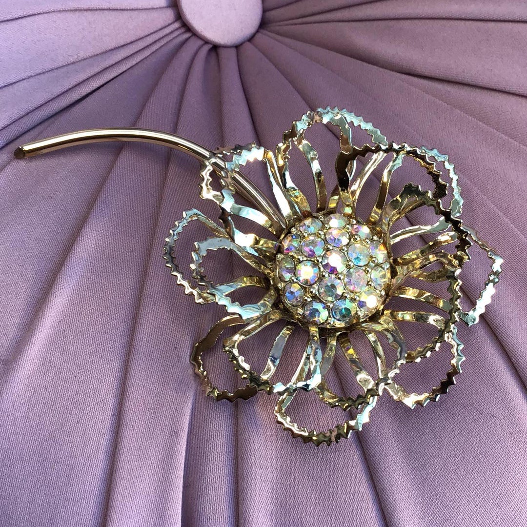 Large Vintage Mid Century Sarah Coventry Allusion Flower Brooch 1968 ...
