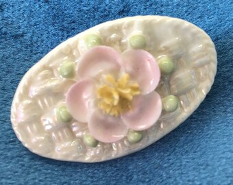 Vintage Porcelain Floral Brooch - Etsy