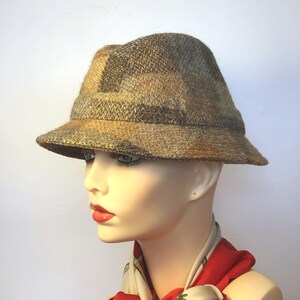 Vintage Mybro Checkmate Trilby Hat - British Made 100% Wool Brown Plaid ...