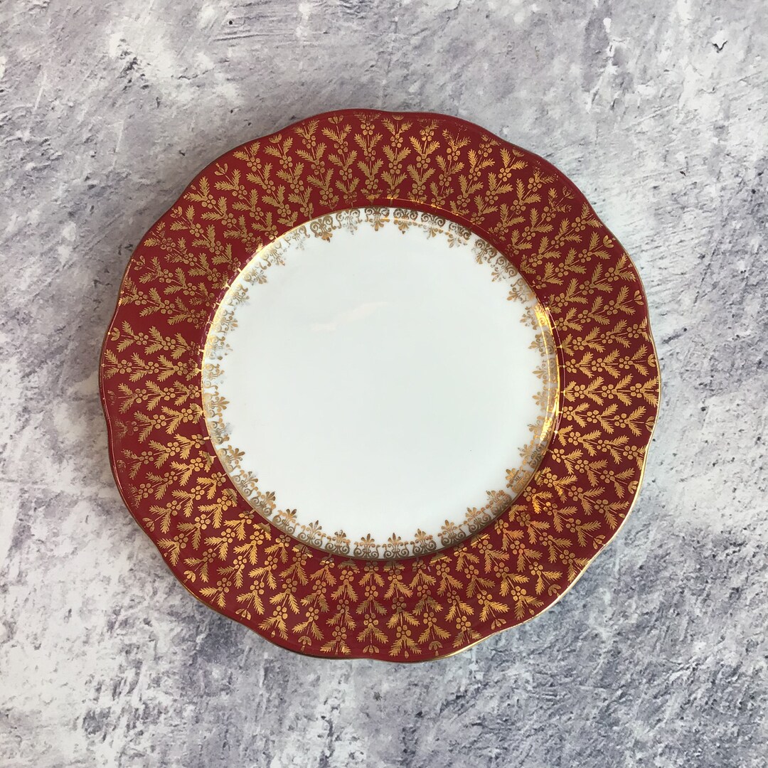 Vintage Queen Anne Red & Gold Bone China Tea / Side Plate - Pattern 253 ...