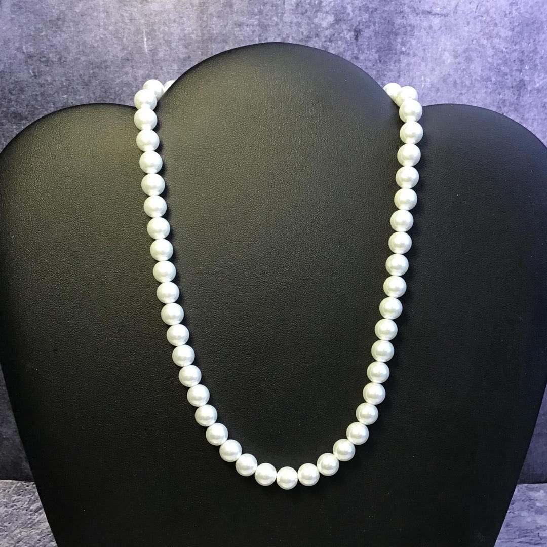 Vintage Single Strand White Faux Pearls With Extension Chain - Etsy
