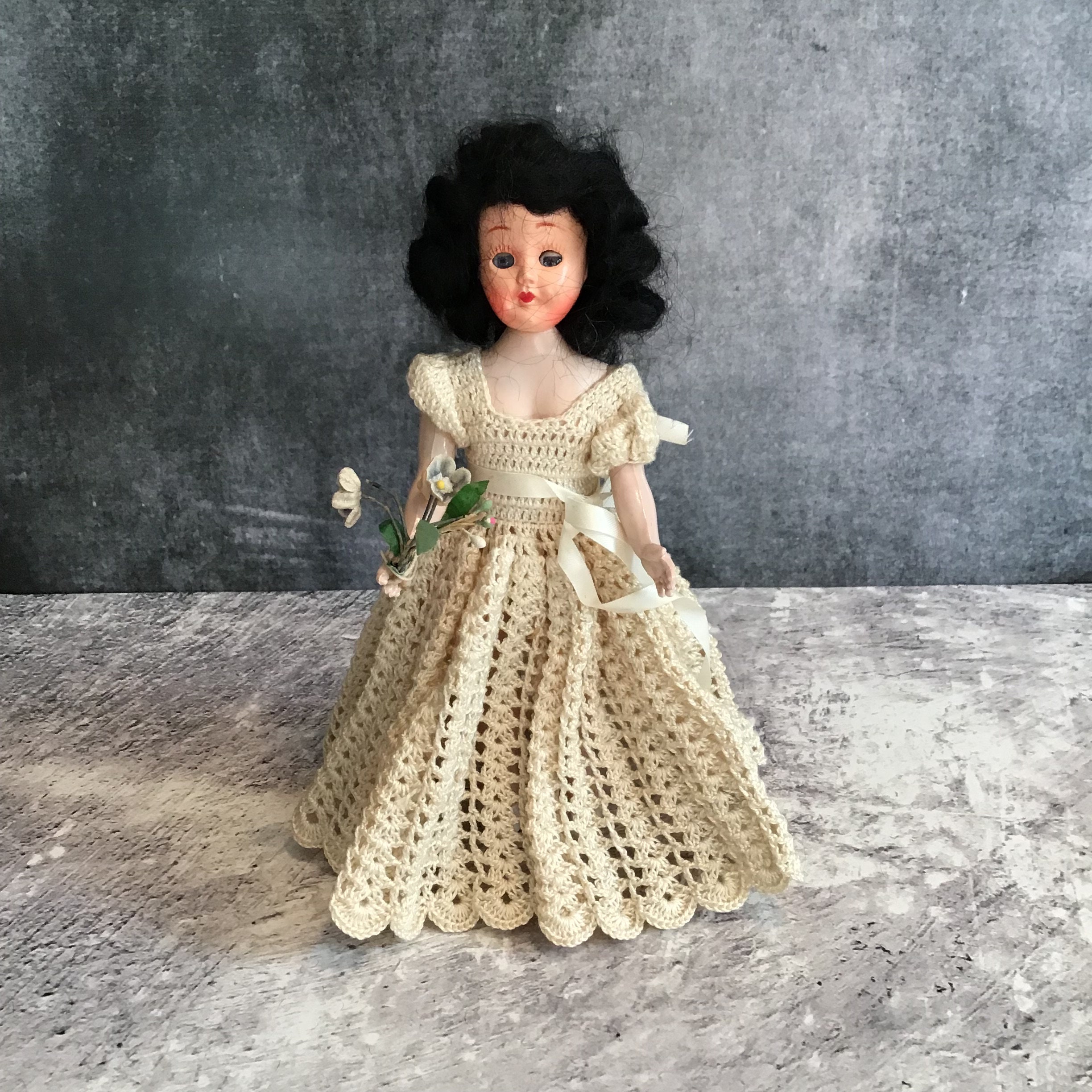 Rare Vintage Lingerie Lou Doll With Cream Crochet Dress 7.5 - Etsy