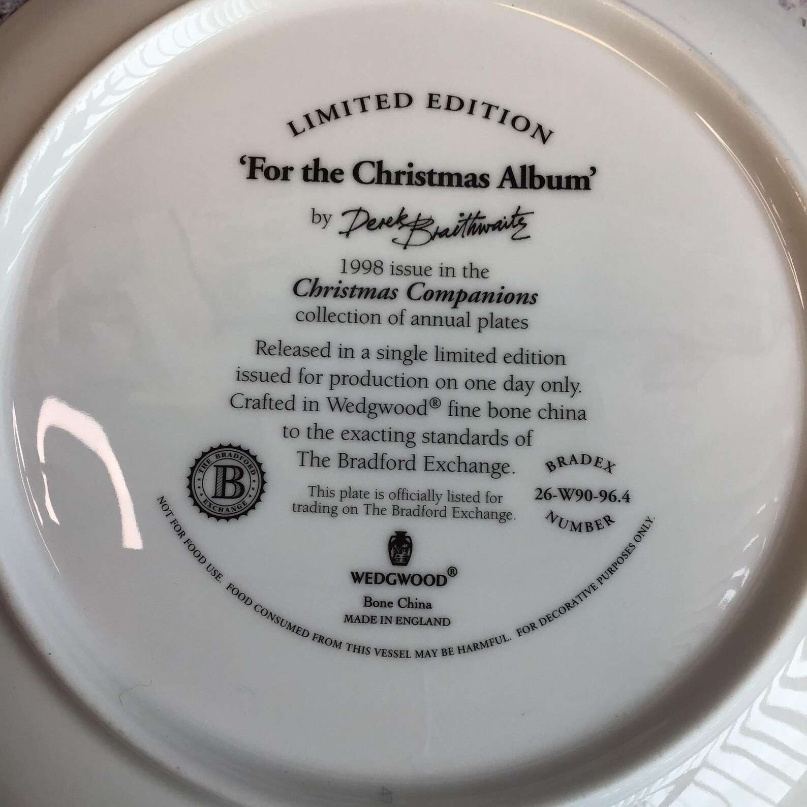 Vintage 1990s Wedgwood Limited Edition Bone China Plate ‘for the ...
