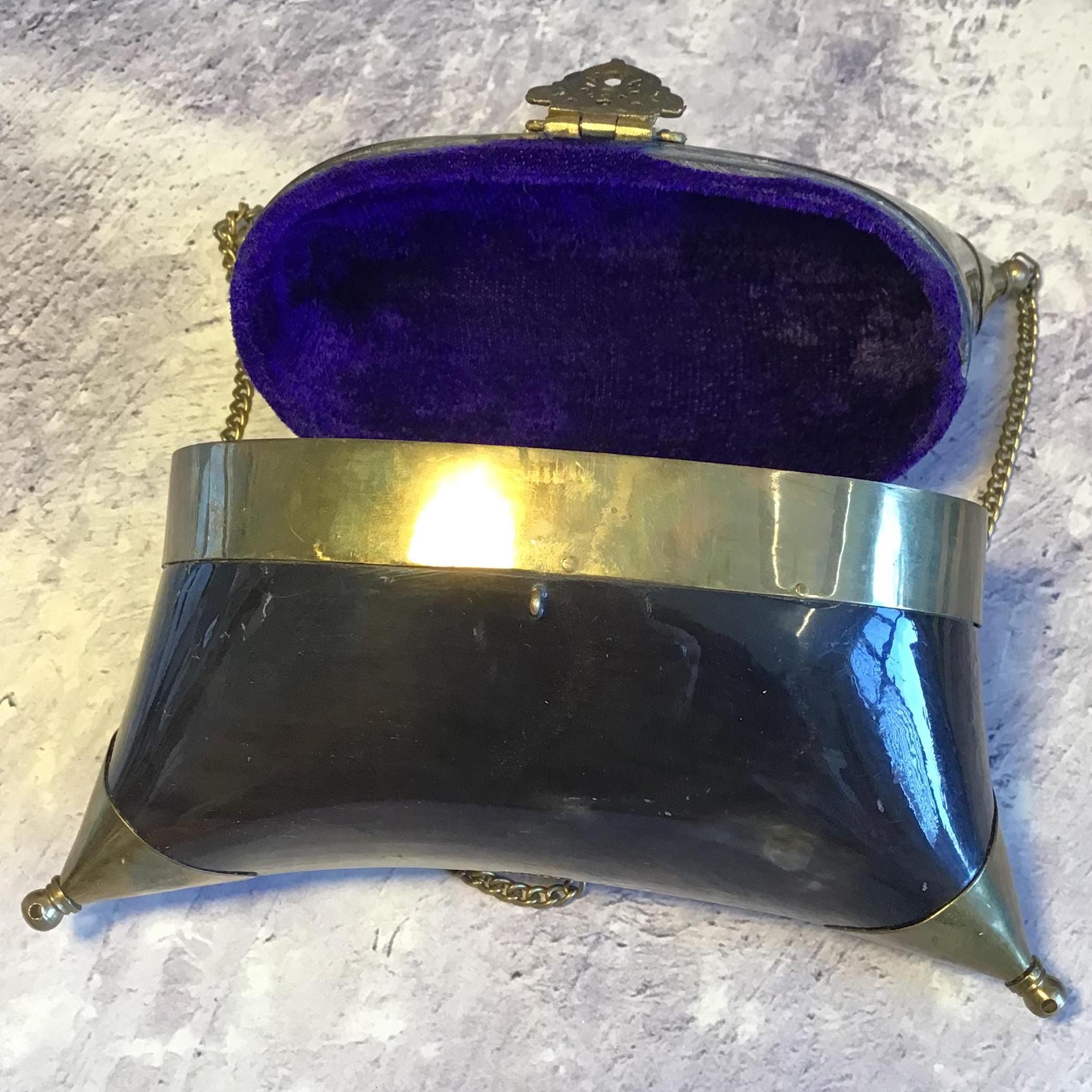 Vintage 1930s Art Deco Black and Gold Pillow Evening Bag With Indigo ...