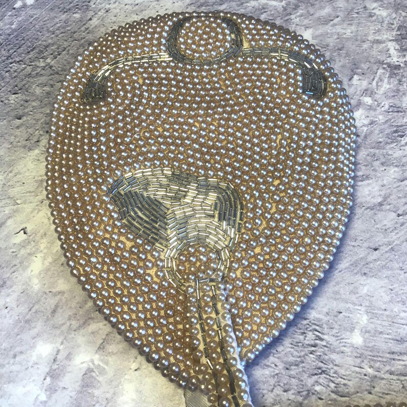 Vintage 1950s Beaded Evening Bag, Pearl & Silver Teardrop Bridal Purse ...