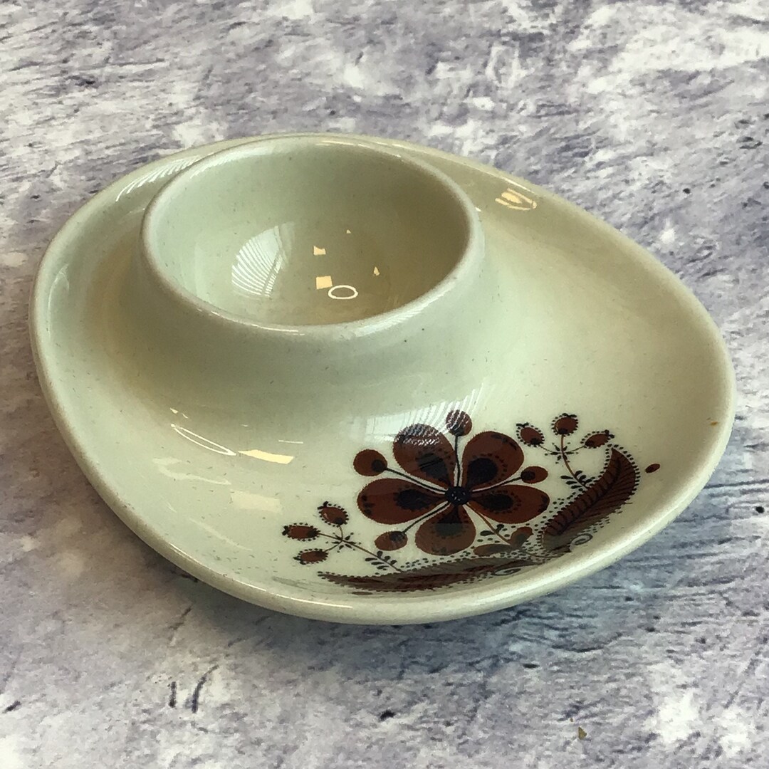 Vintage Figgjo Flint Norway Brown Floral Hedda Pattern Stoneware Egg ...