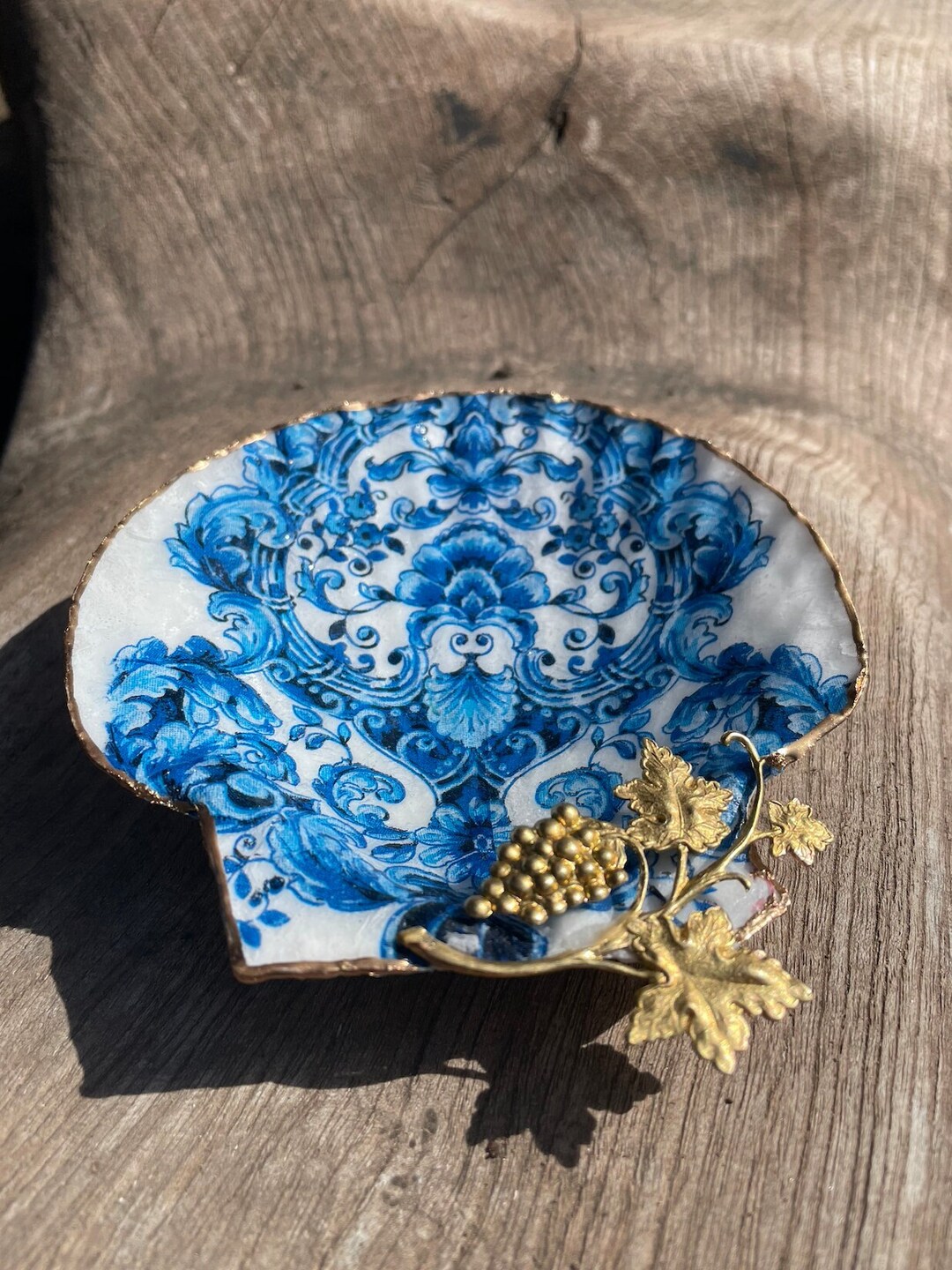 Shell Trinket Decor, Shell Trinket Tray, Decoupage Seashell, Shell ...