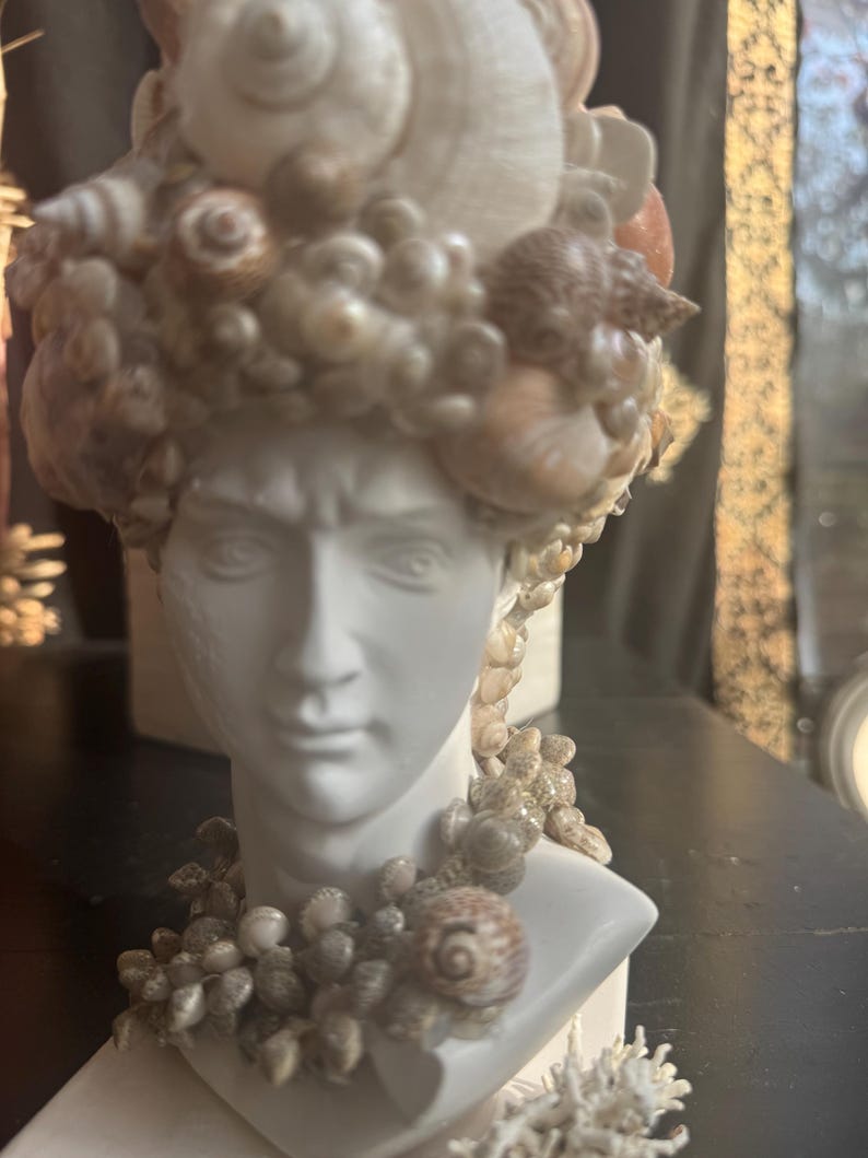 Seashell David Bust Sculpture | Coastal Renaissance Decor - Etsy