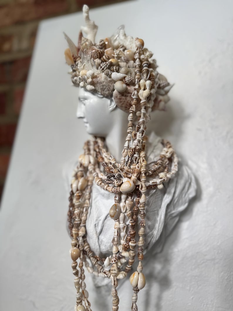 Handmade Seashell Goddess Sculpture: Coastal Art Bust - Etsy