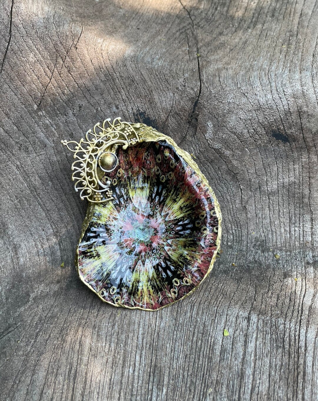 Fractals, Mandala, Oyster Shell, Decoupage Shell, Gift for Him, Gift ...