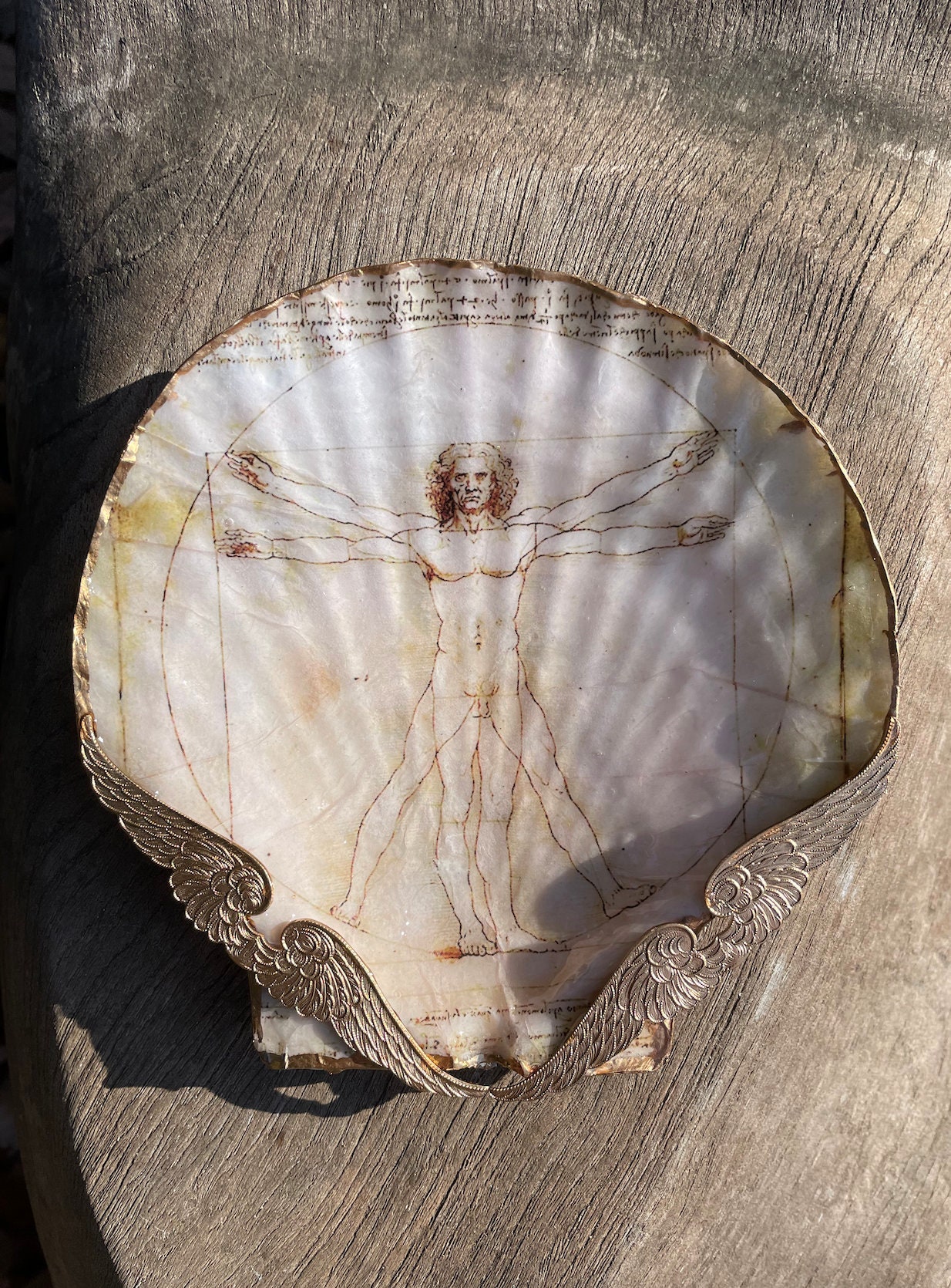 Leonardo Da Vinci Decoupage Scallop Shell Dish With Gold Leaf - Etsy
