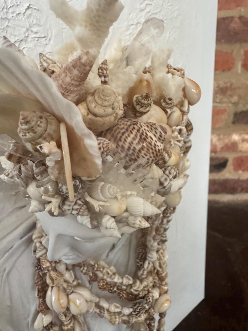 Handmade Seashell Goddess Sculpture: Coastal Art Bust - Etsy