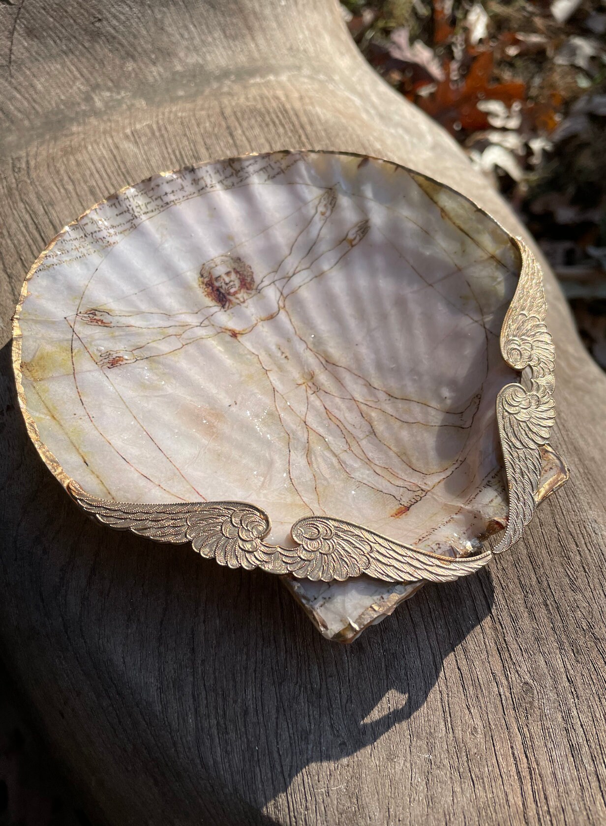 Leonardo Da Vinci Decoupage Scallop Shell Dish With Gold Leaf - Etsy