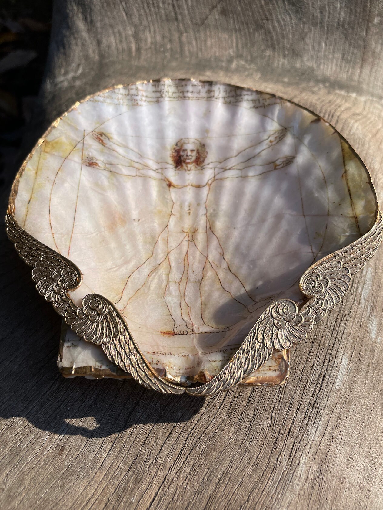 Leonardo Da Vinci Decoupage Scallop Shell Dish With Gold Leaf - Etsy