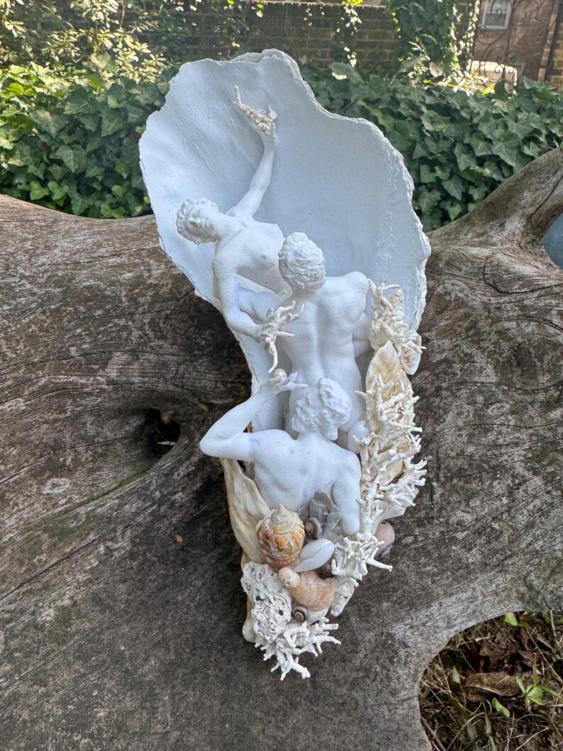 Ocean Myth Sculpture in Extra-large Oyster Shell – Handmade Sea ...