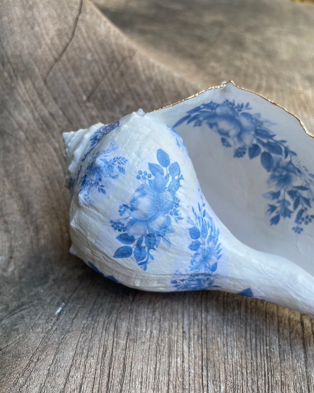 Decoupage Shell Blue and White Delft Birthday Gift Gift - Etsy