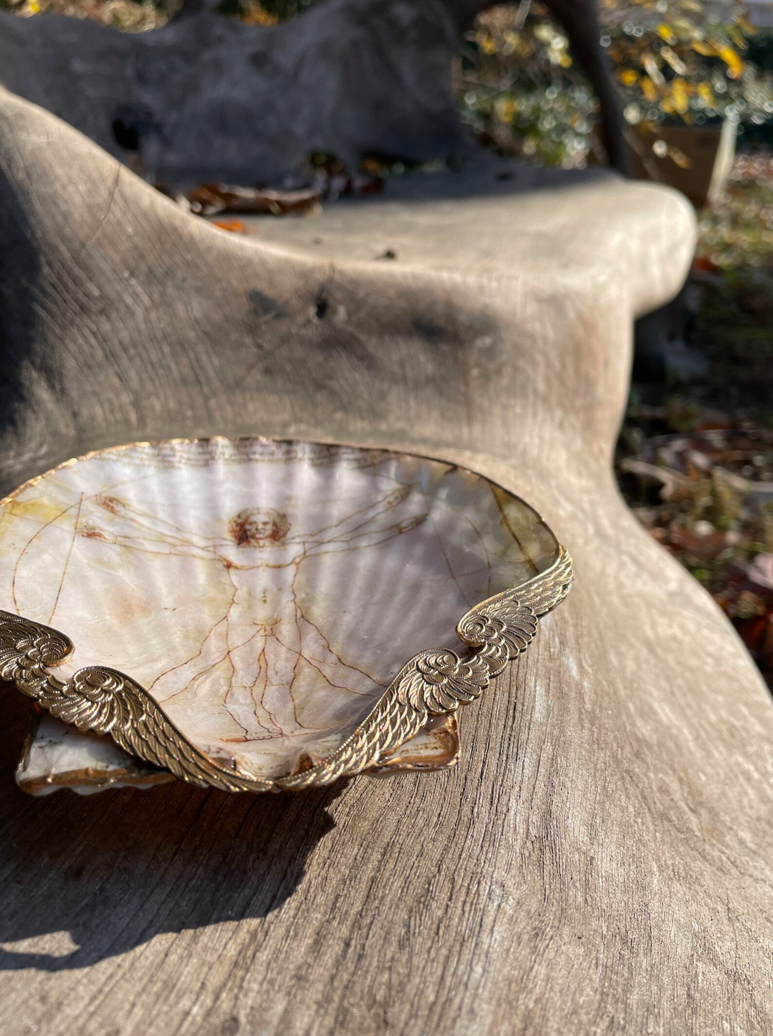 Leonardo Da Vinci Decoupage Scallop Shell Dish With Gold Leaf - Etsy