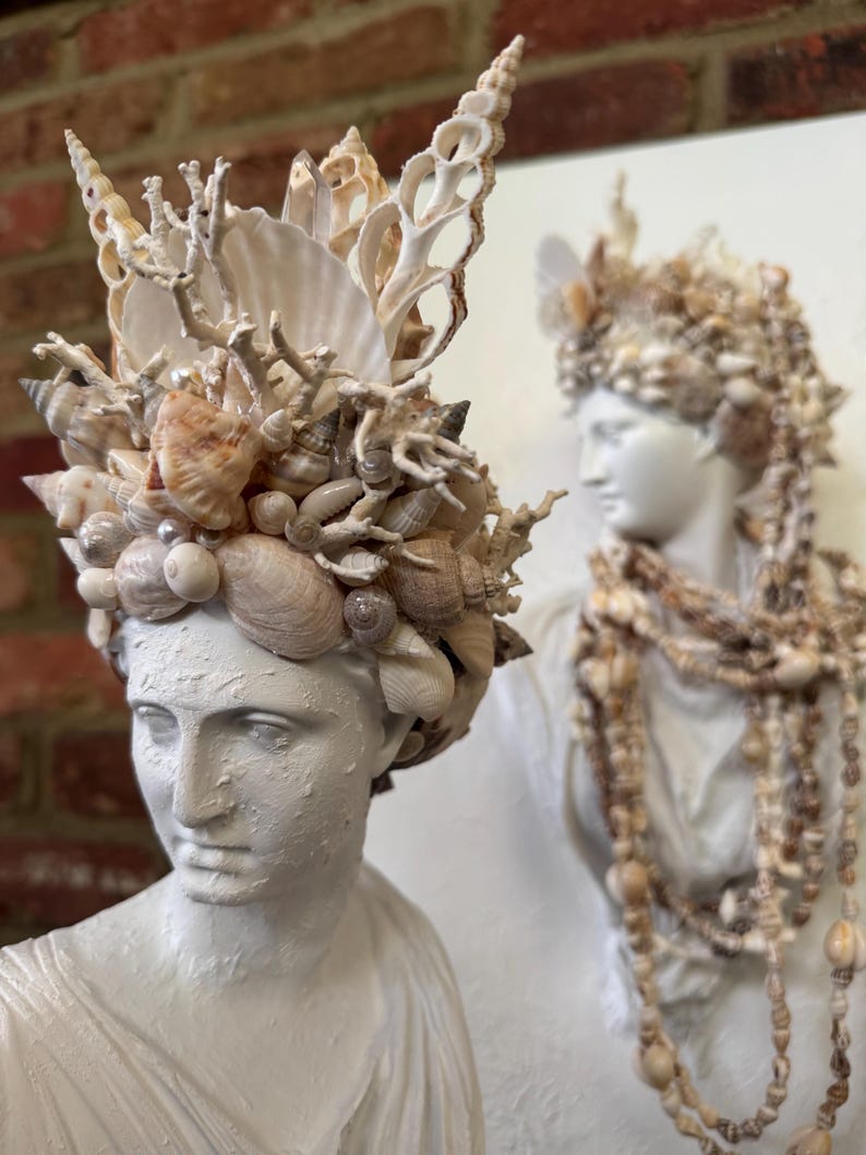Handmade Seashell Goddess Sculpture: Coastal Art Bust - Etsy
