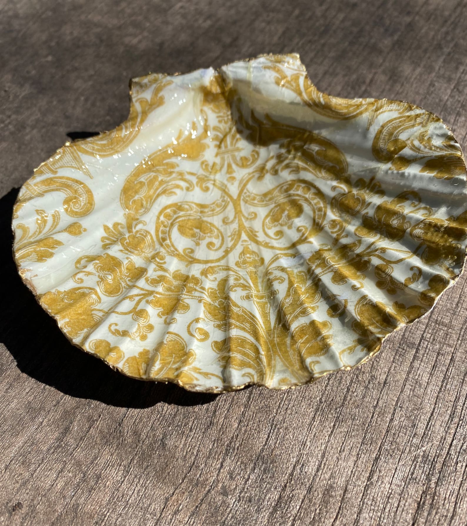 Scallop Large Scallop Shell Shell Ring Dish Decoupage | Etsy