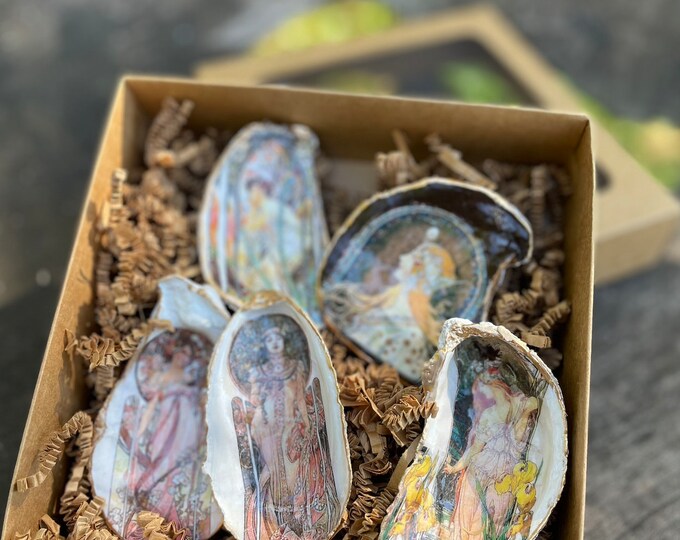 Decoupage Shell, Art Nouveau, Gift Box, Gift for a Friend, Home Decor ...