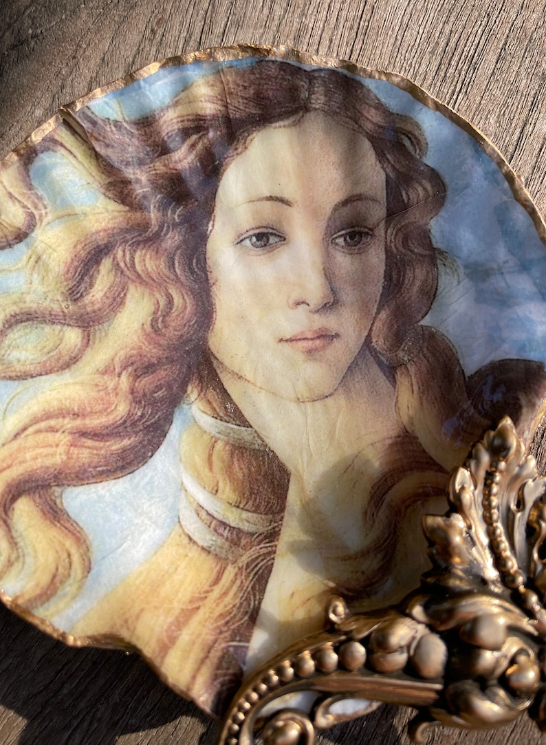 Birth of Venus Scallop Shell Art, Botticelli Decoupage, Gold Leaf ...
