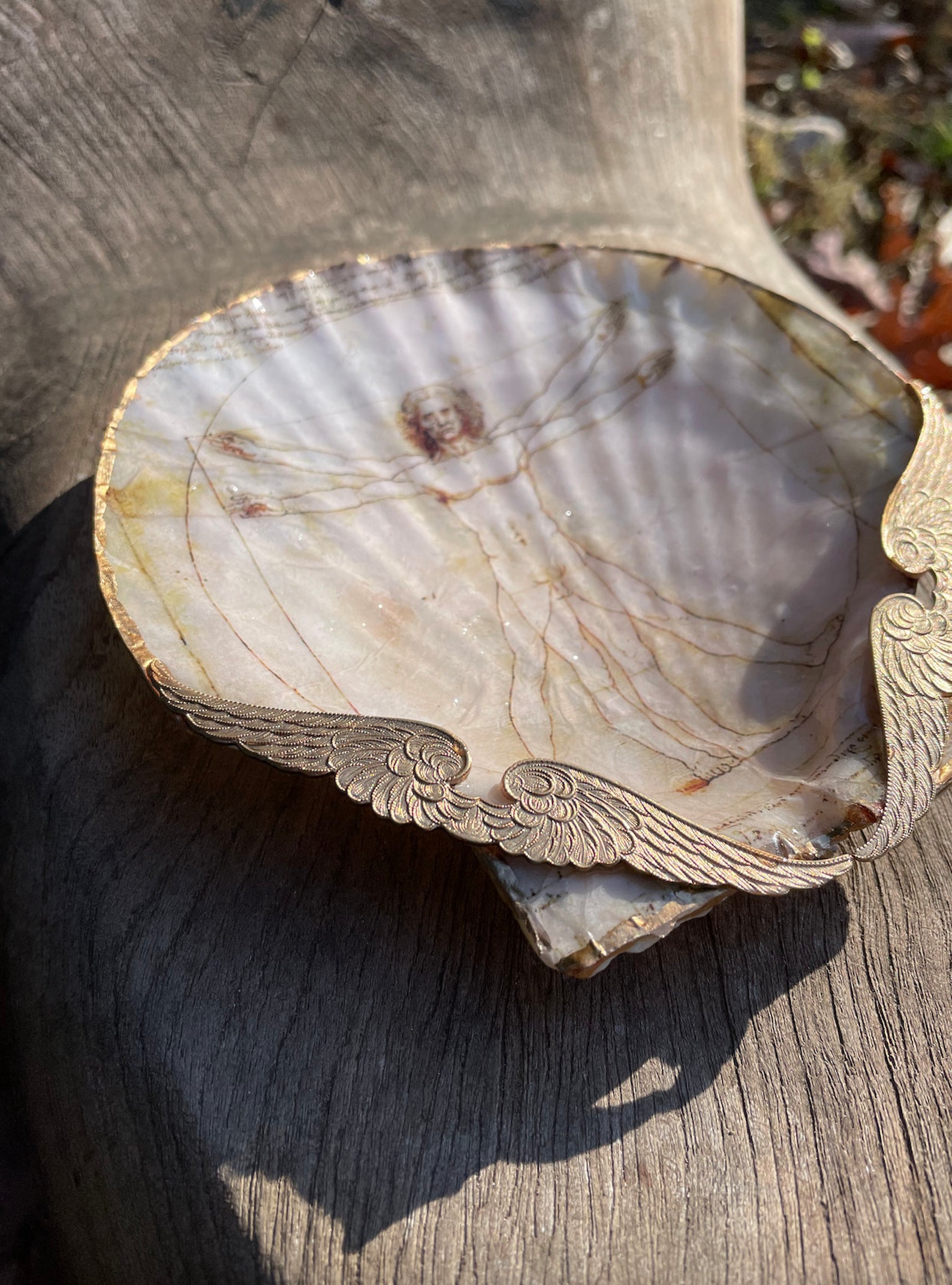 Leonardo Da Vinci Decoupage Scallop Shell Dish With Gold Leaf - Etsy