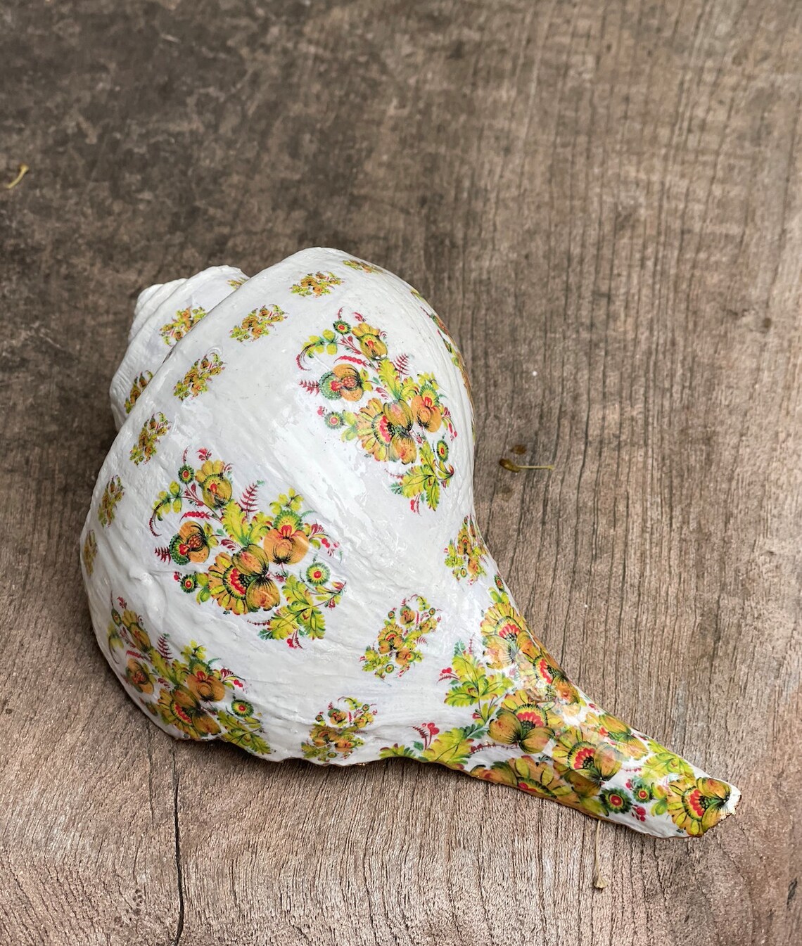 Decoupage Shell Floral Folk Pattern Gift for a Friend - Etsy