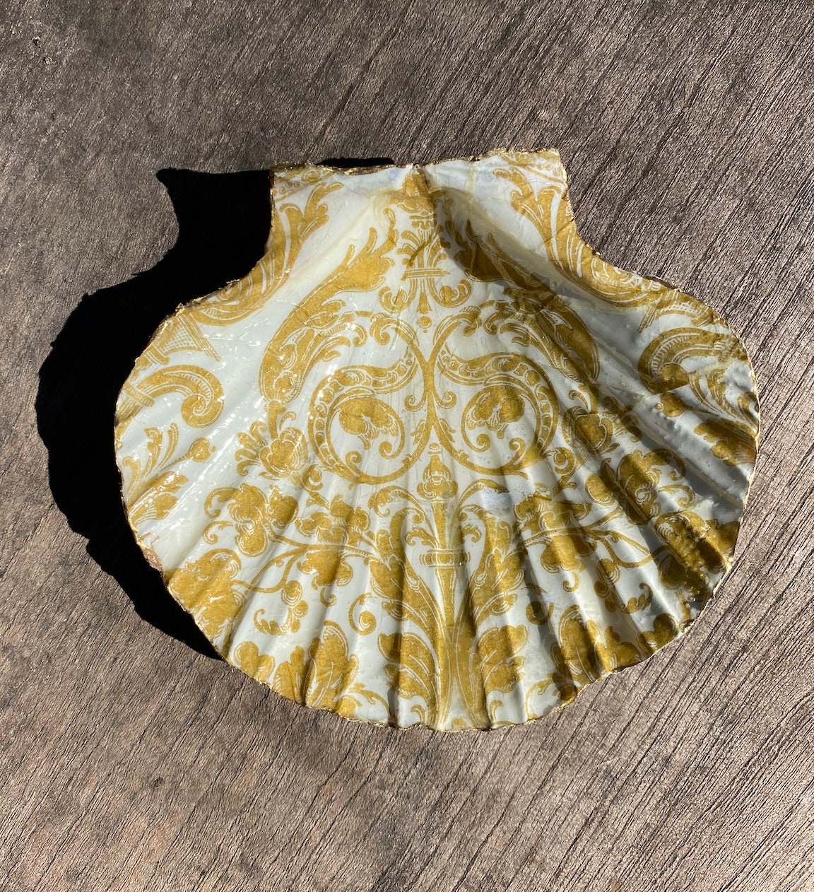 Scallop Large Scallop Shell Shell Ring Dish Decoupage | Etsy