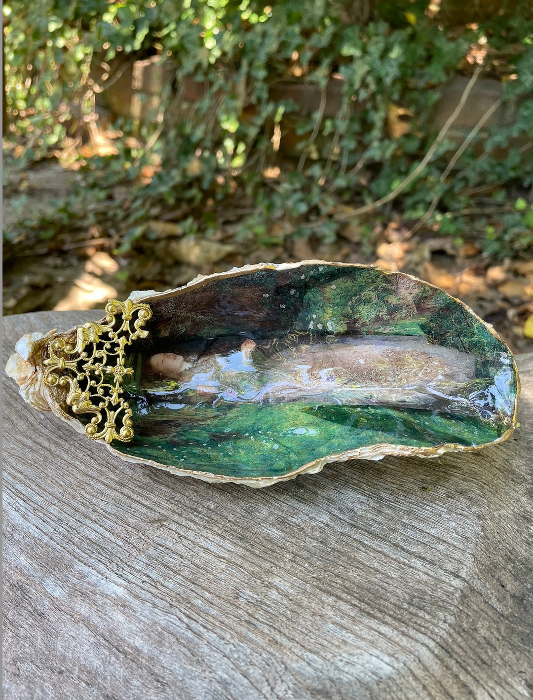 Oyster Shell Dish, Decoupage Shell, Home Decor, Gothic, Unique Gift ...