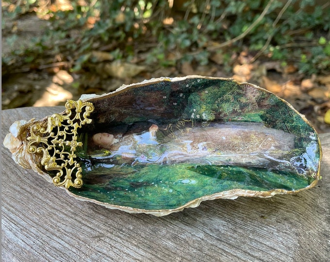 Oyster Shell Dish, Decoupage Shell, Home Decor, Gothic, Unique Gift ...