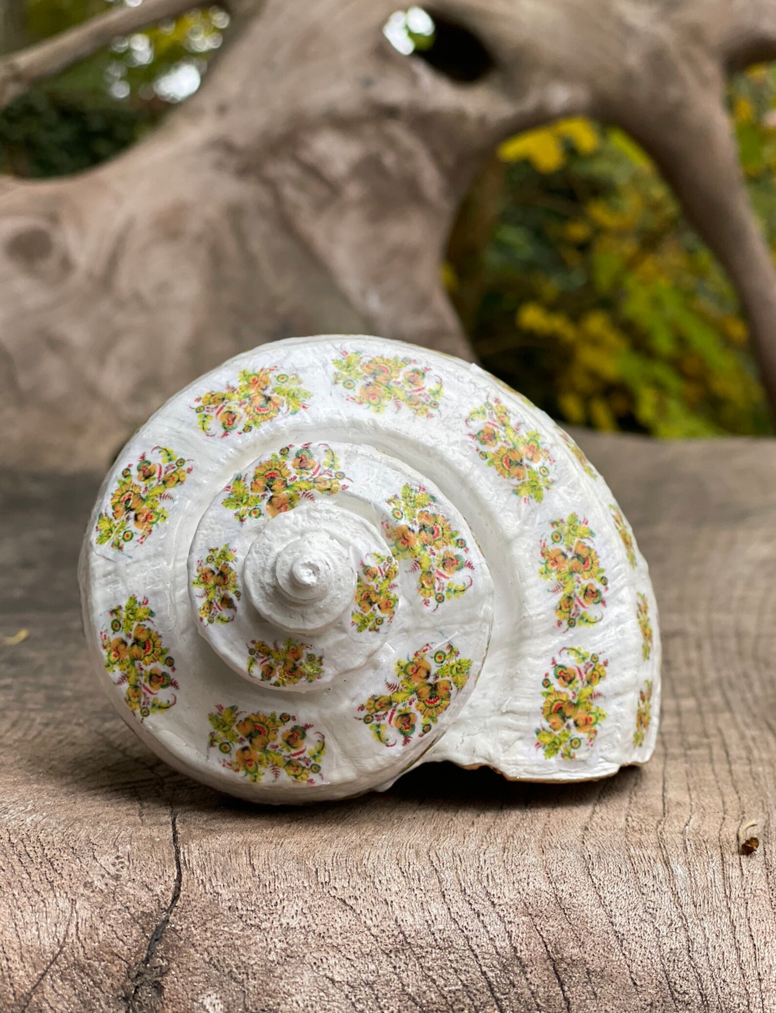 Decoupage Shell Floral Folk Pattern Gift for a Friend - Etsy