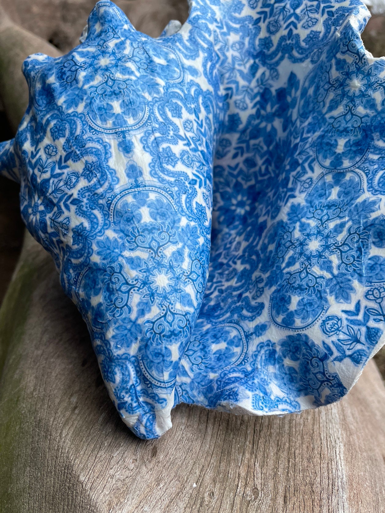 Conch Shell Decoupage Shell Chinoiserie Blue and White - Etsy