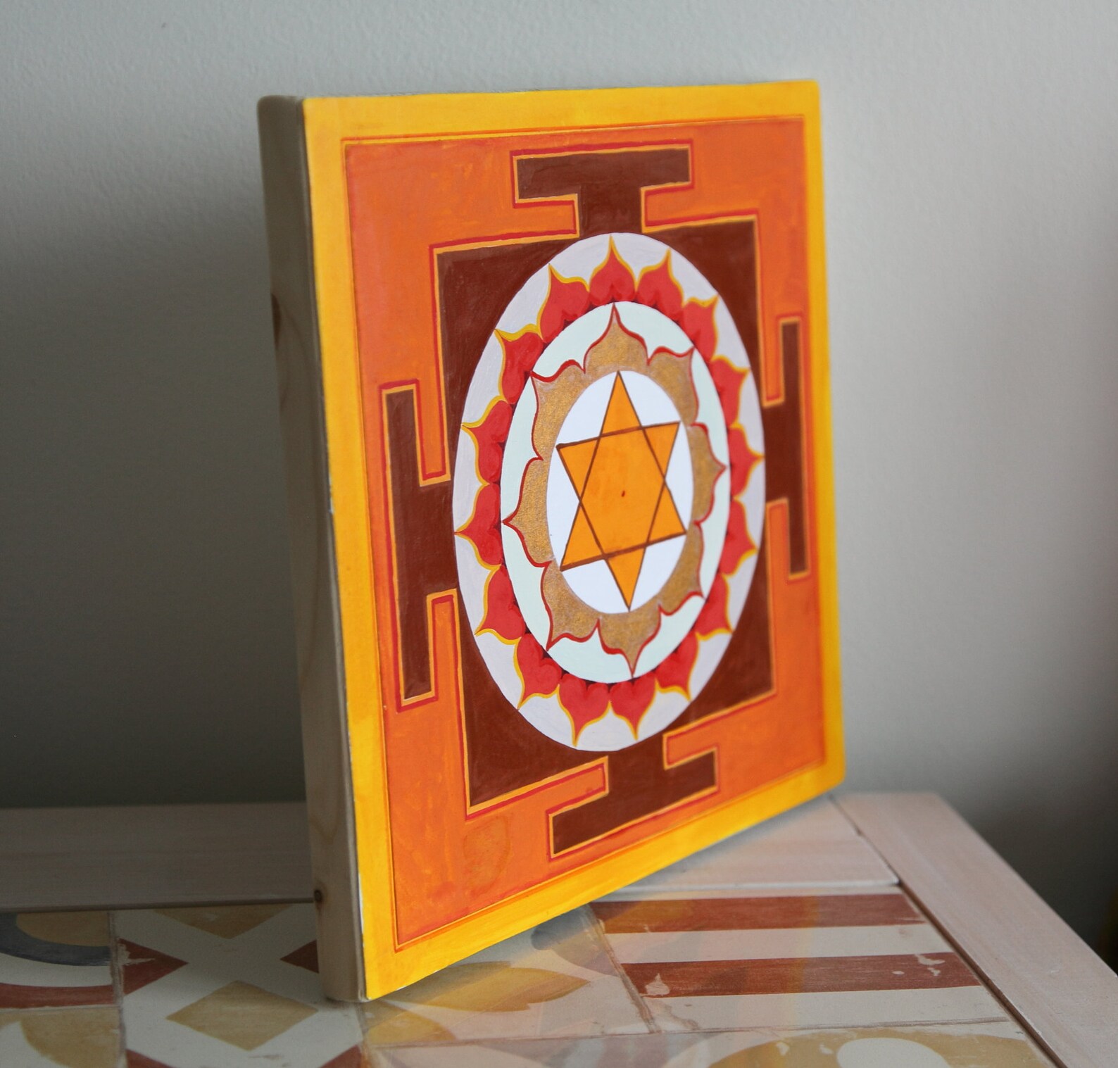 Hand Made Surya sun Yantra Painting on Wood Sacred Art - Etsy