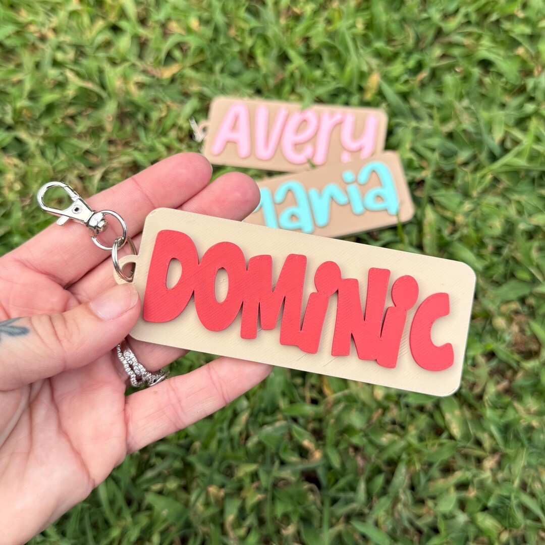 Name Block Personalized 3D Printed Bag Tag Keychain - Etsy