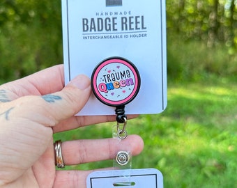 Trauma Queen Badge Reel, ER Nurse Badge Reel, Custom Nurse Badge Reel ...