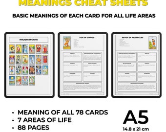 Rider Waite Tarot Detailed Printable Cheat Sheets for Tarot Reading ...