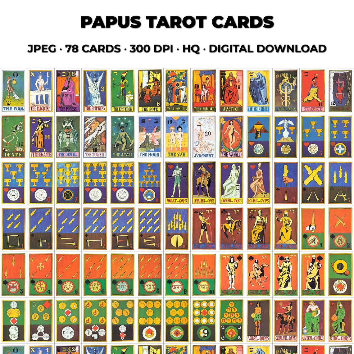 Papus Tarot Deck: Complete 78 Card Printable Set (digital Download) - Etsy