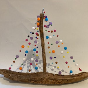 Driftwood Beaded Sailing Boat 27cm - Etsy