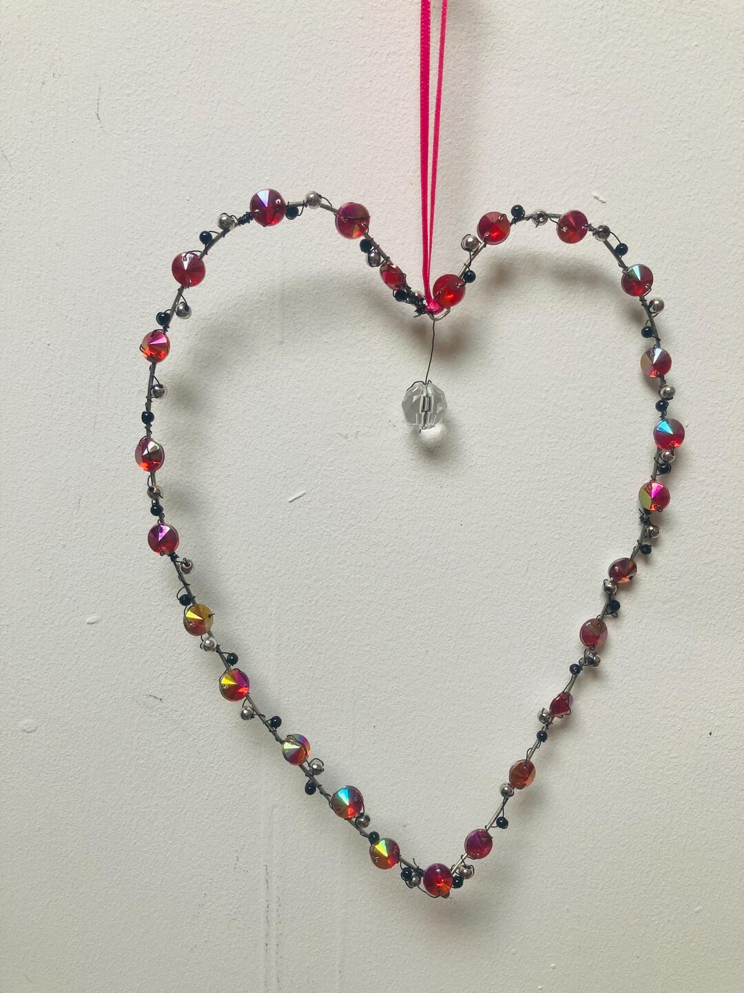 Hanging Beaded Wire Heart - Etsy