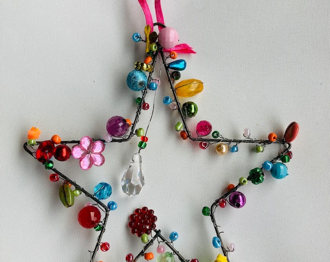 Hanging Beaded Wire Star - Etsy