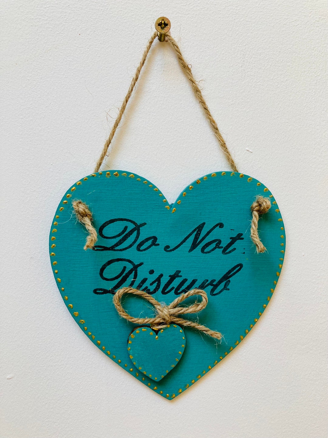 Do Not Disturb" Wooden Teal Hanging Door Sign 12cm - Etsy