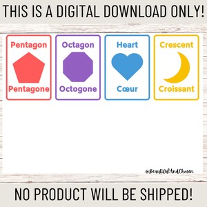 Colors and Shapes Bilingual Flashcards-french and English Printable ...