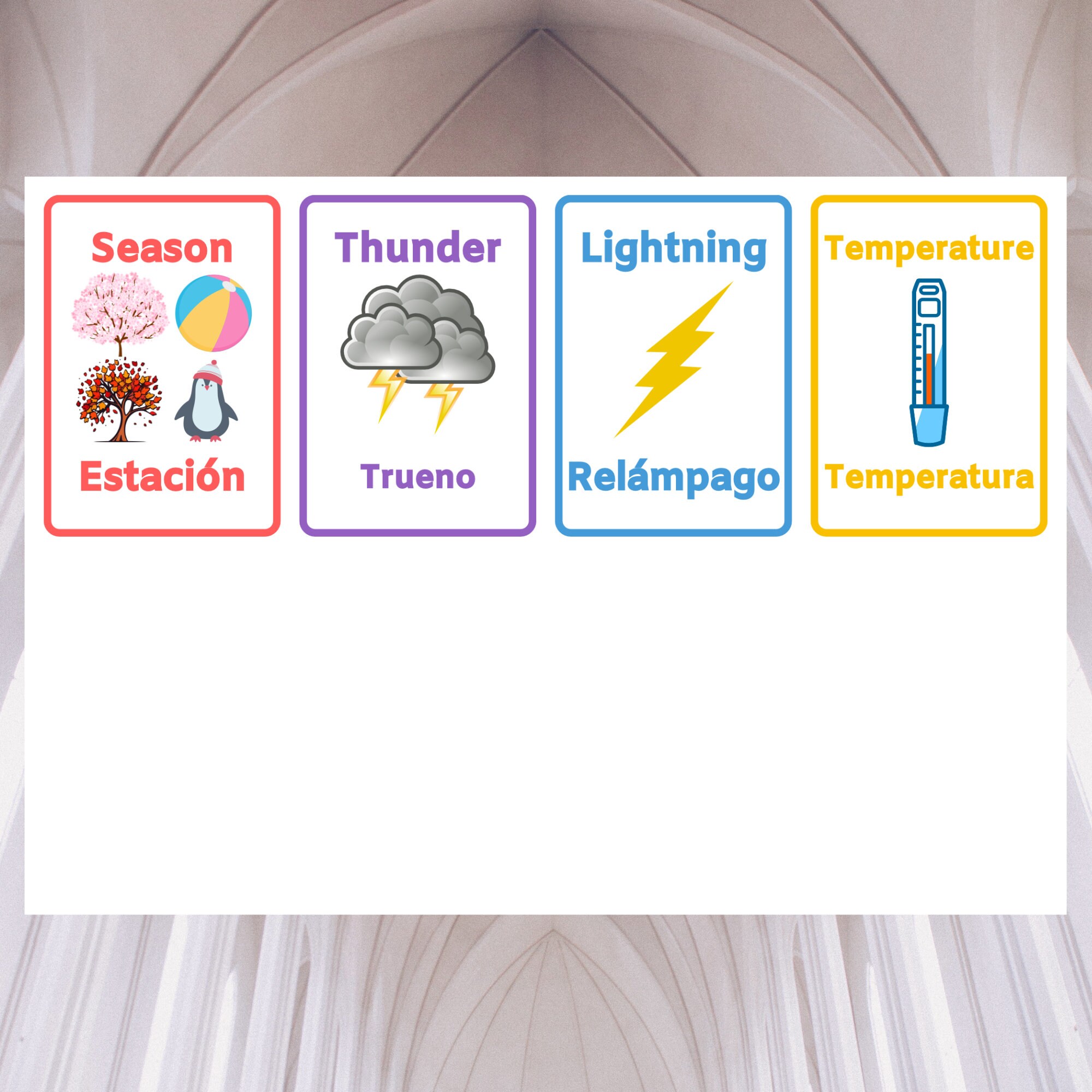 Spanish English Weather Flashcards: Bilingual Learning (printable PDF ...