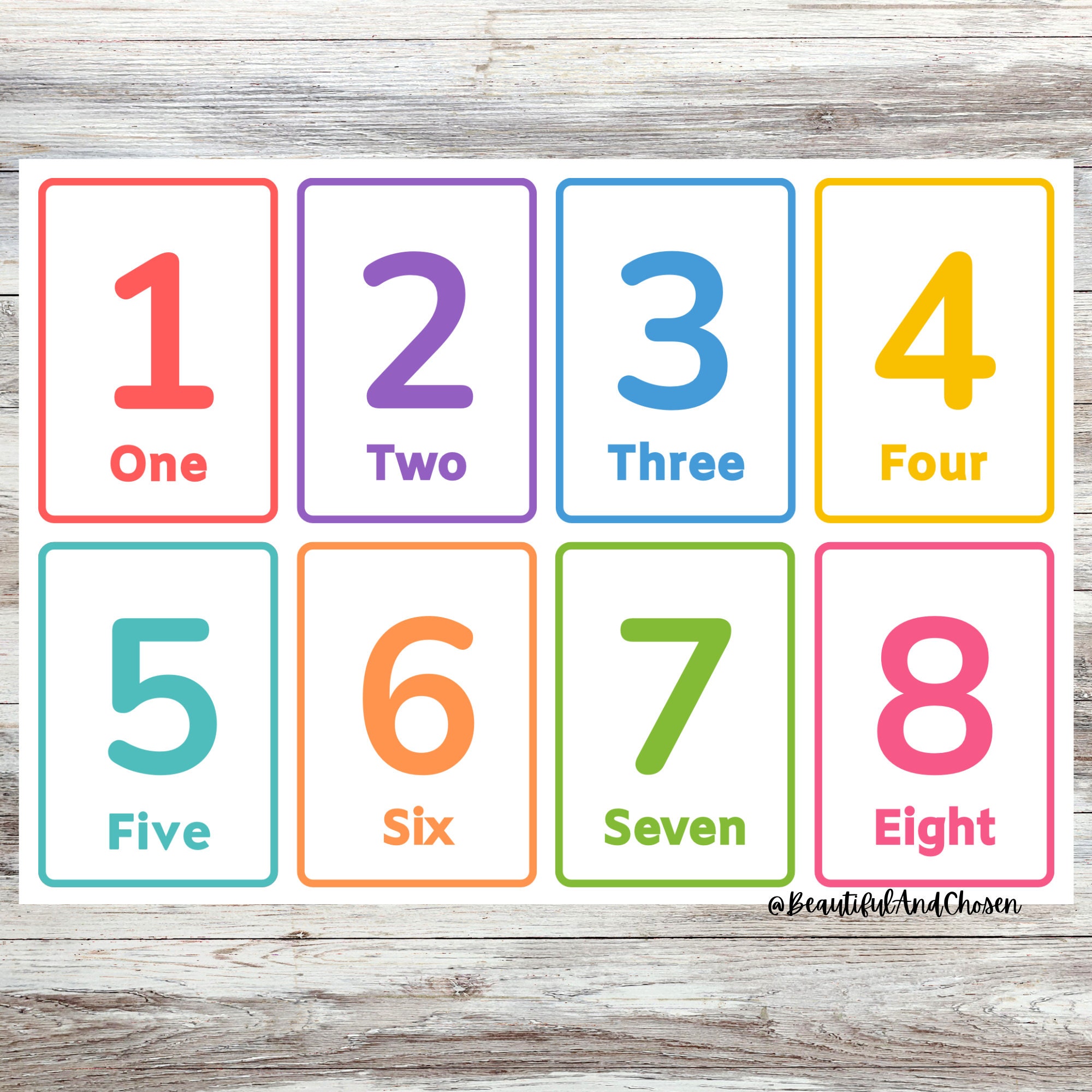 Number Flashcards 1-24 Colorful Preschool Tool MESSAGE to ADD NUMBERS ...