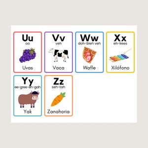 Spanish Alphabet Flashcards Printable With Letter Name Pronunciation - Etsy